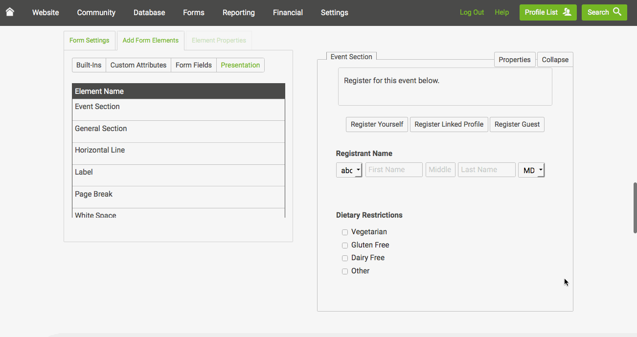 Creating and configuring forms – MC Professional