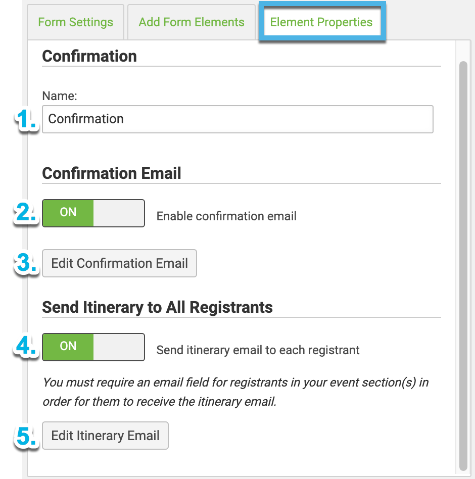 Form confirmation and itinerary emails – MC Professional