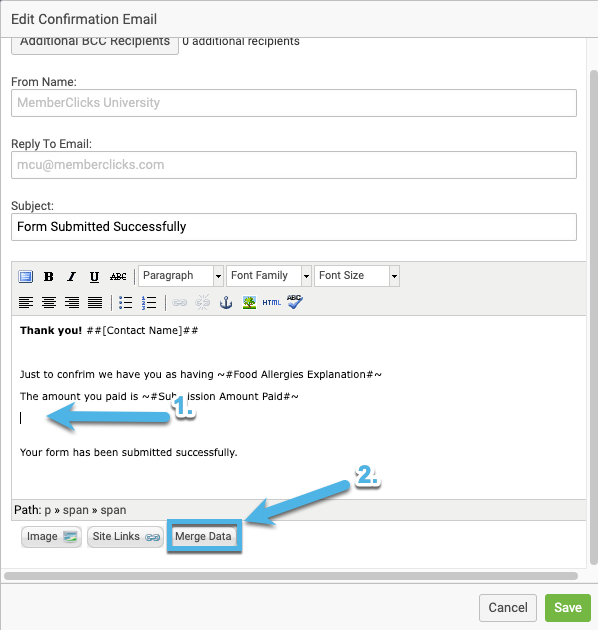 Form confirmation and itinerary emails – MC Professional